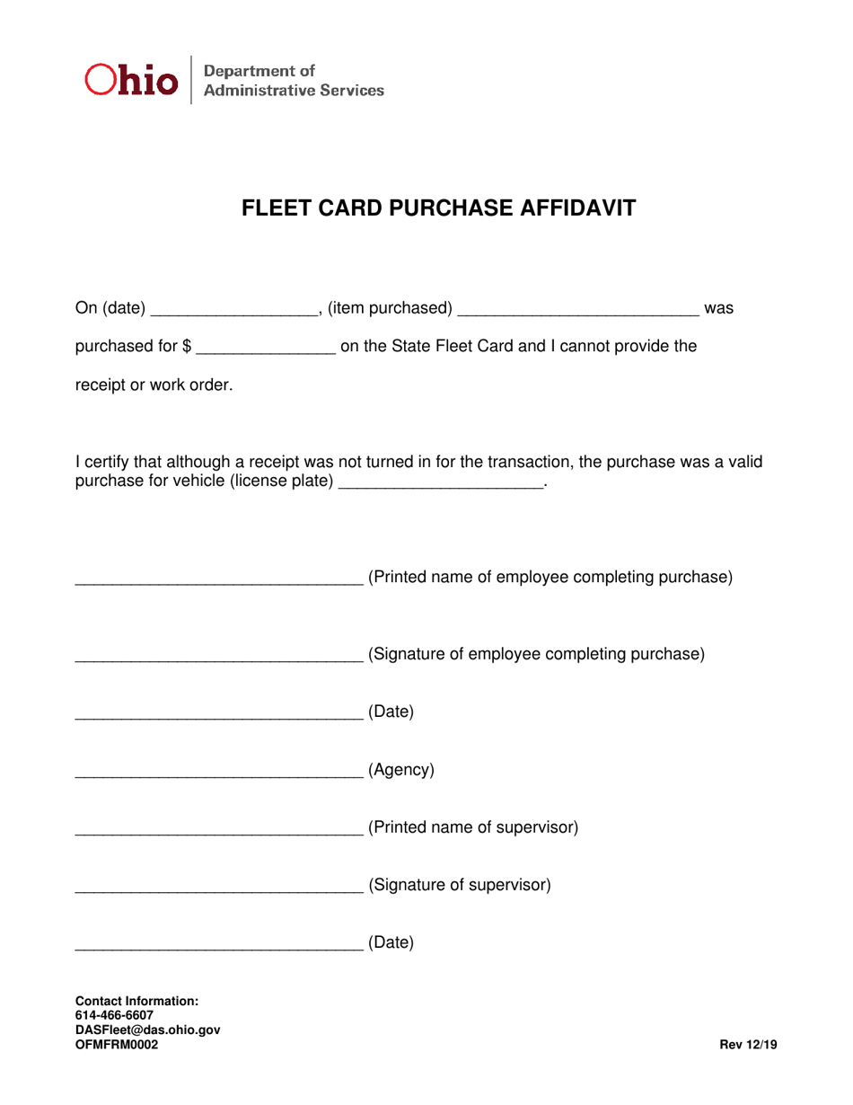 Form OFMFRM0002 Download Fillable PDF Or Fill Online Fleet Card form-ofmfrm0002-download-fillable-pdf-or-fill-online-fleet-card