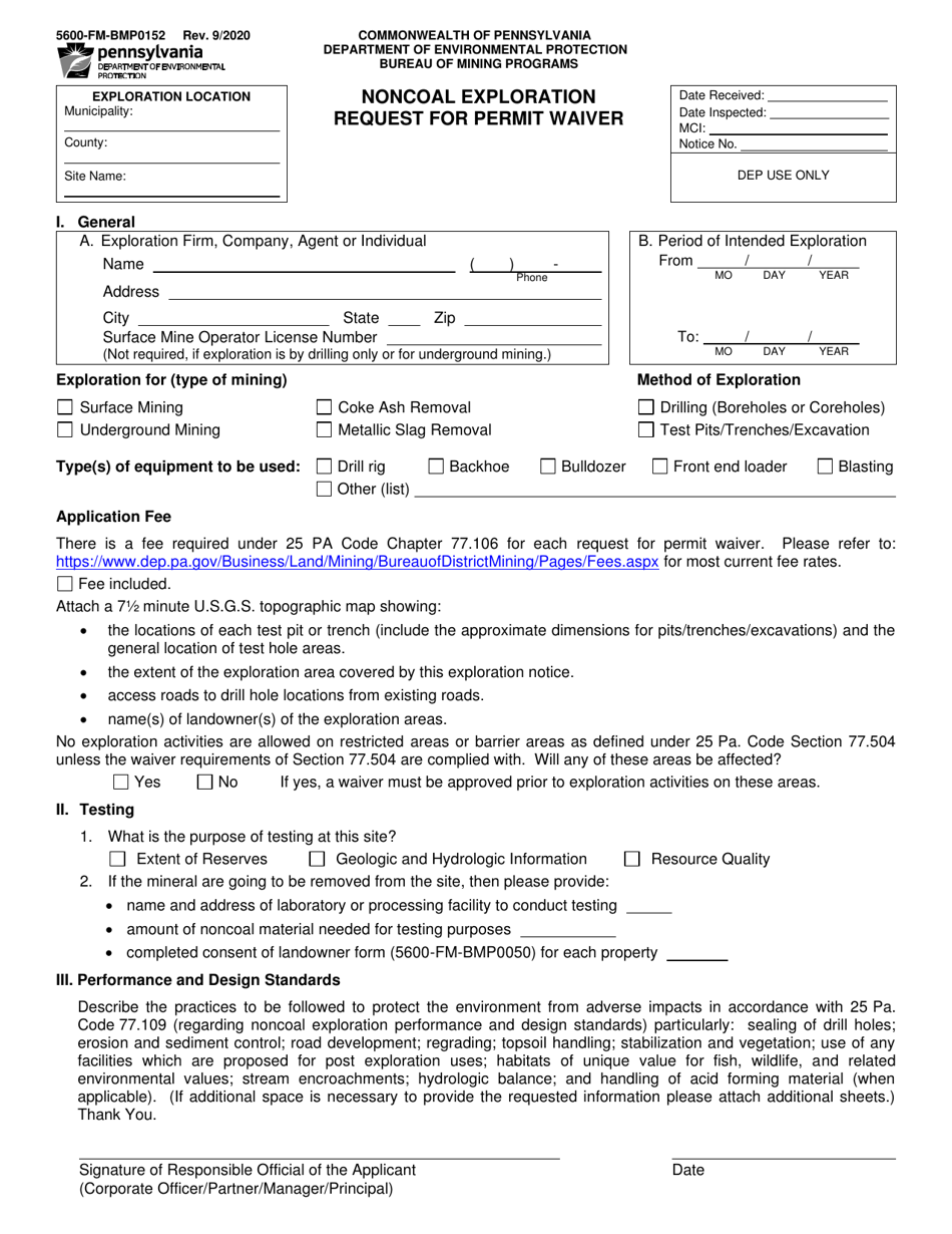 Form 5600-FM-BMP0152 Download Printable PDF or Fill Online Noncoal ...