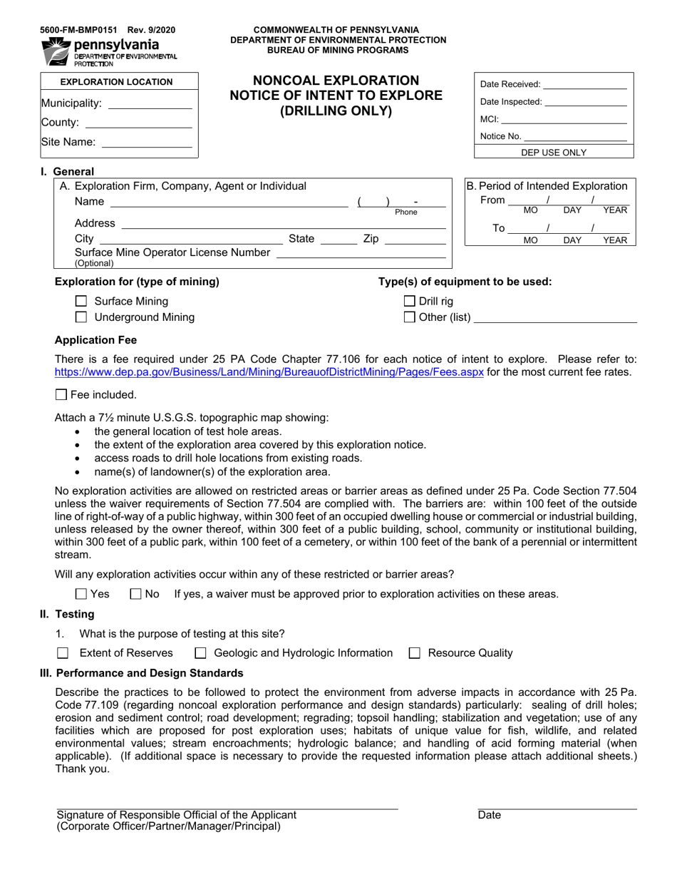 Form 5600-FM-BMP0151 Download Printable PDF or Fill Online Noncoal ...