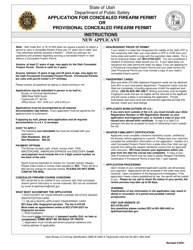 Utah Application for Concealed Firearm Permit or Provisional Concealed ...