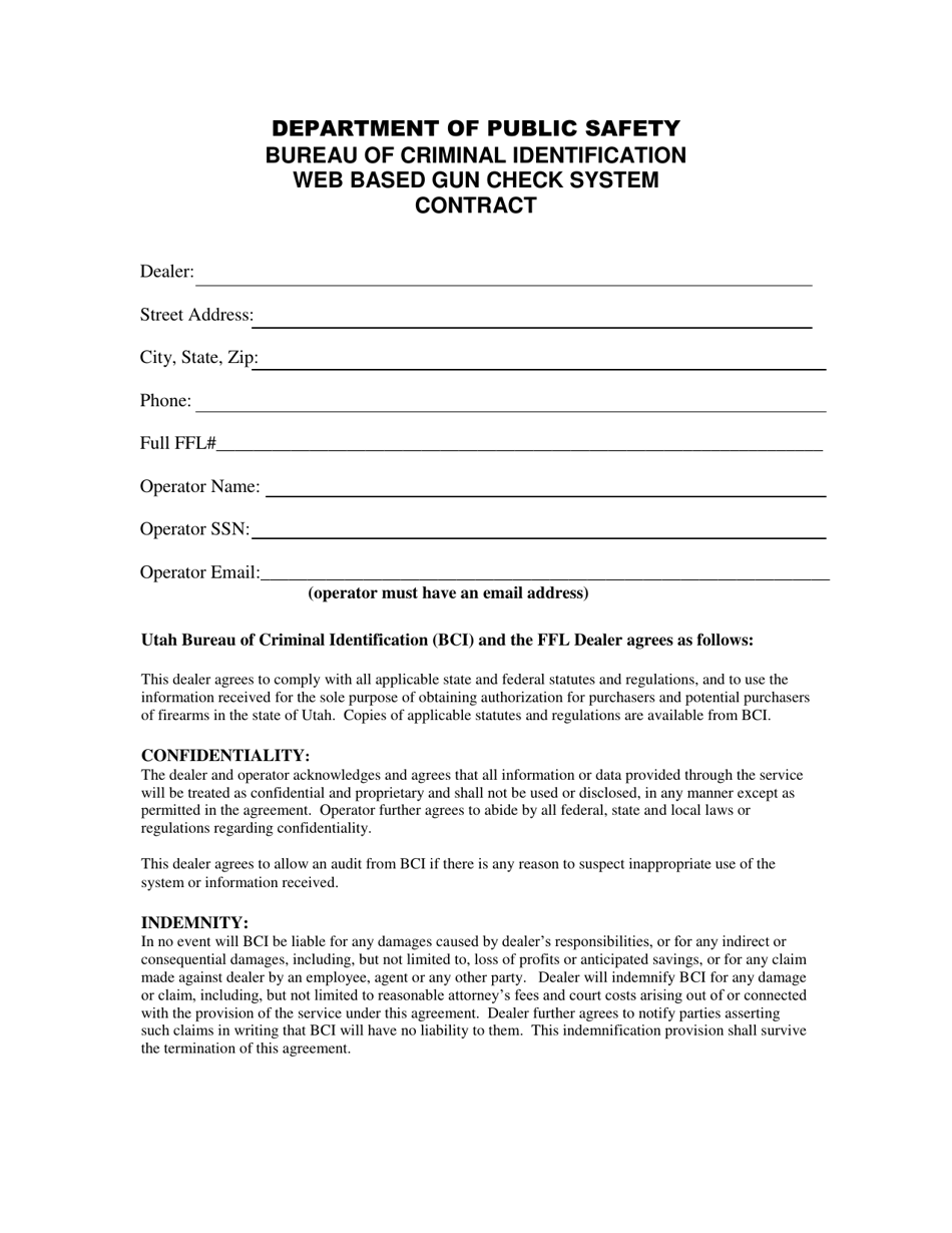 Utah Web Based Gun Check System Contract - Fill Out, Sign Online and ...
