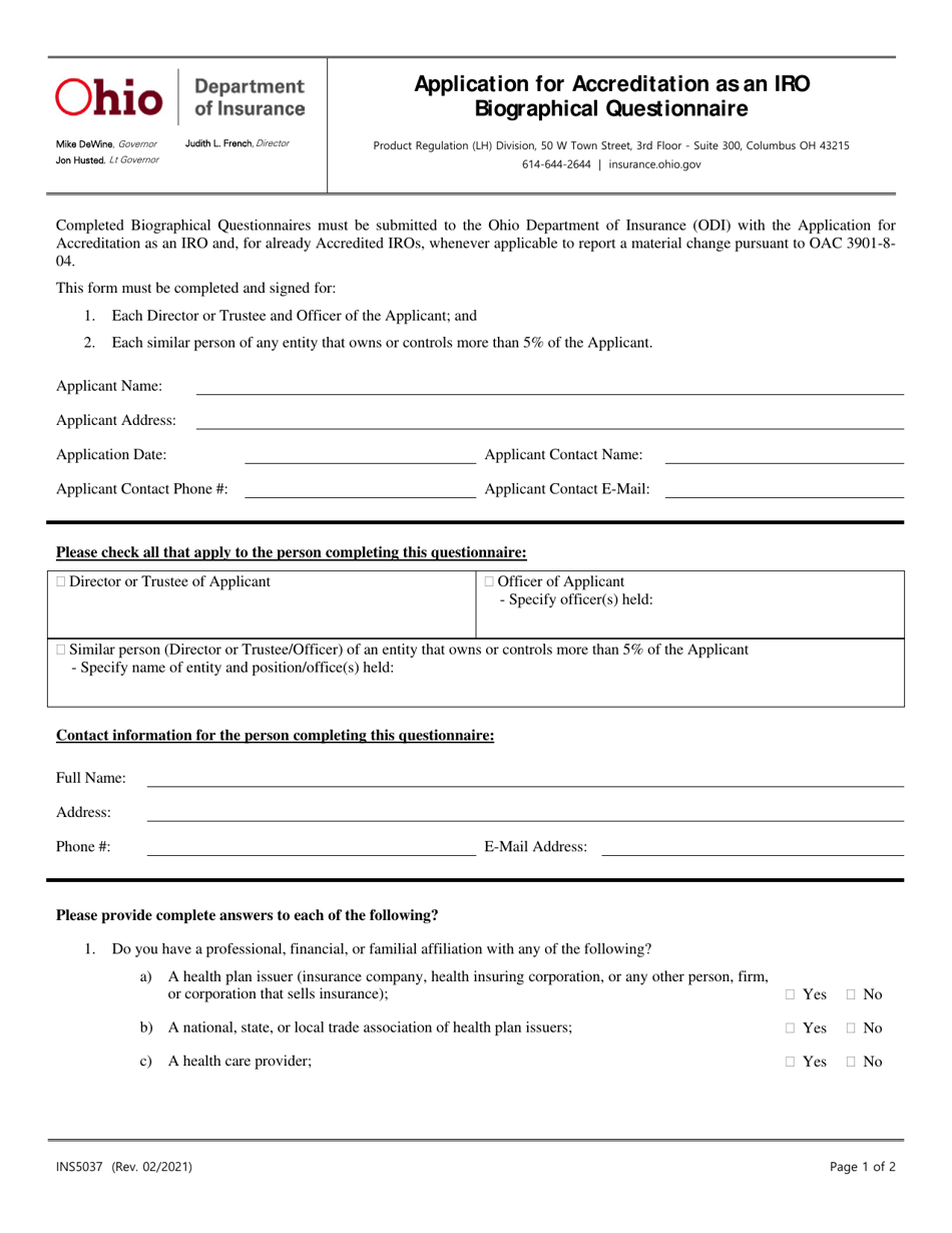 Form INS5037 Download Fillable PDF or Fill Online Application for ...