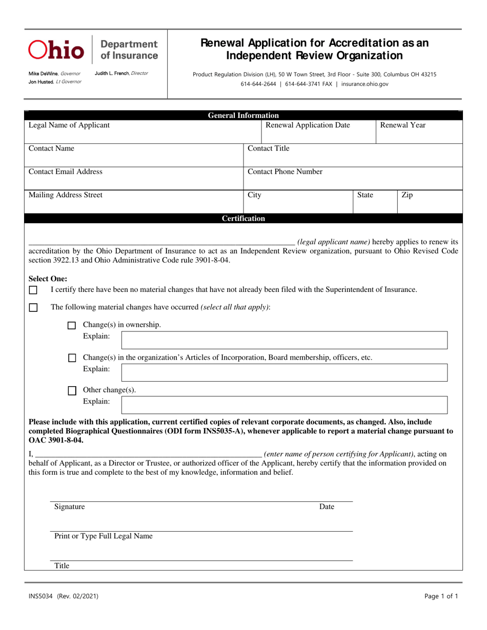Form INS5034 Download Fillable PDF or Fill Online Renewal Application ...