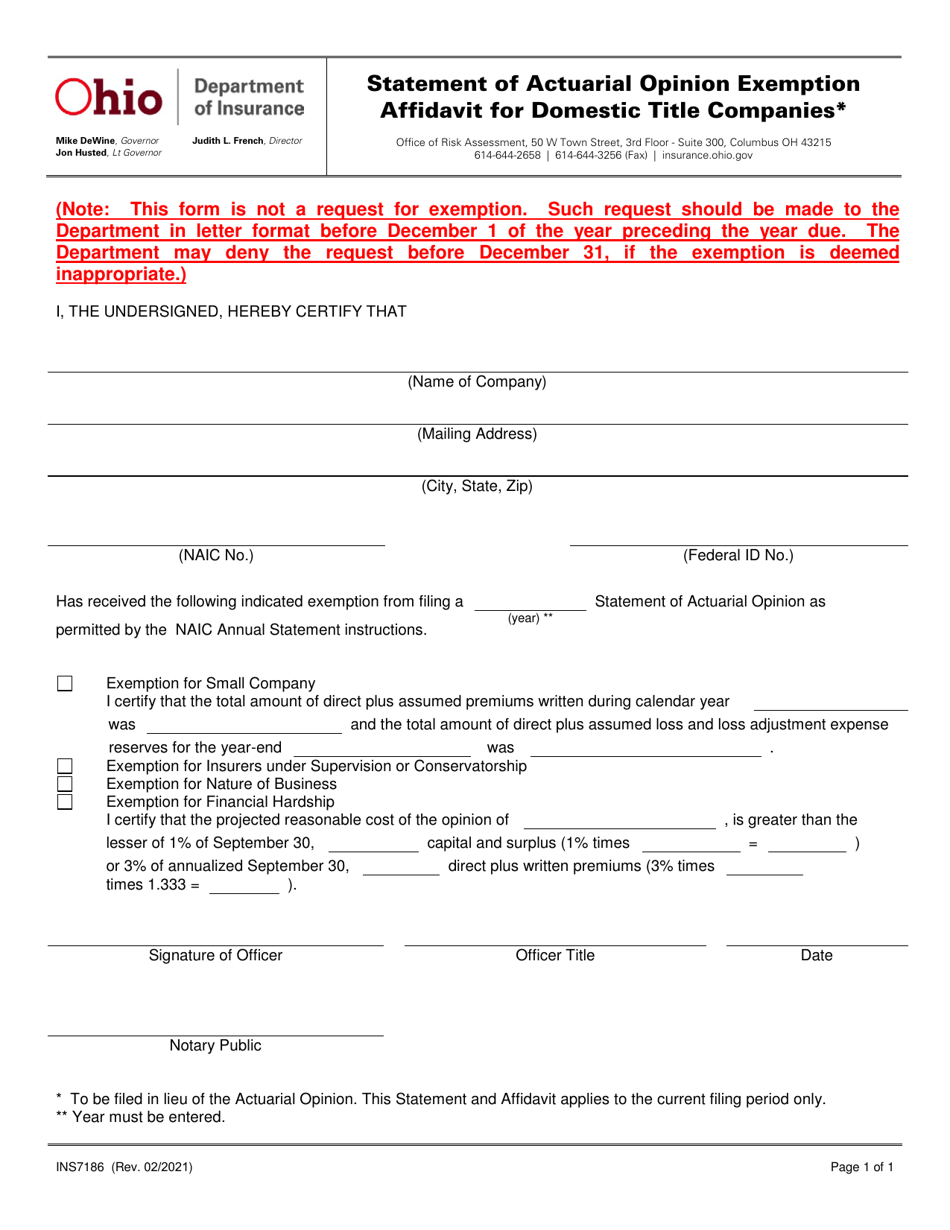 Form INS7186 Download Fillable PDF or Fill Online Statement of ...