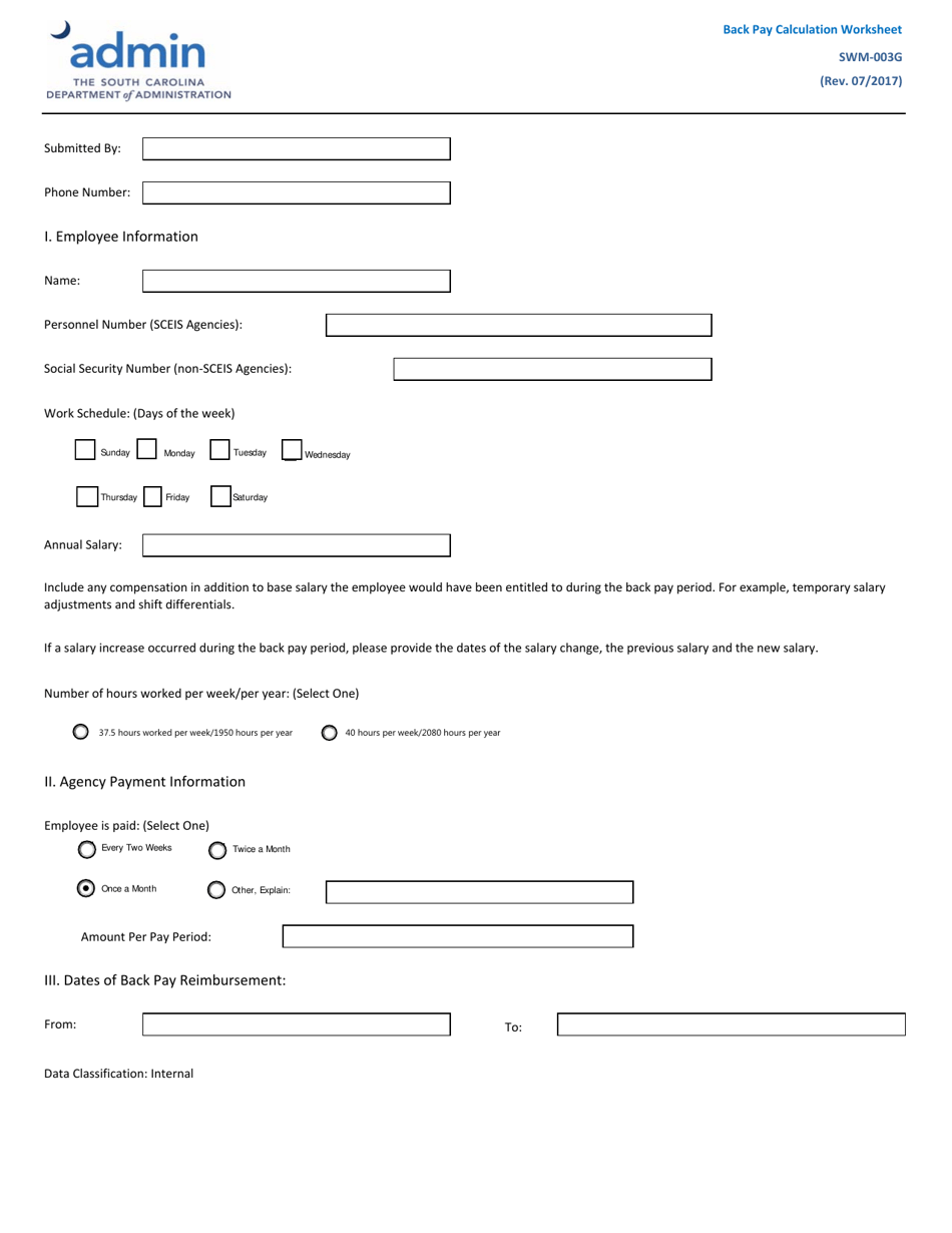Form SWM-003G - Fill Out, Sign Online and Download Fillable PDF, South ...