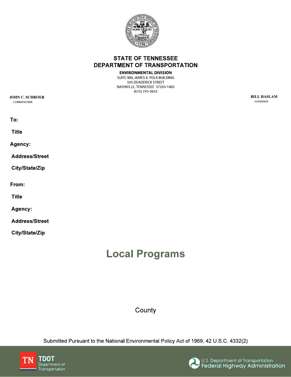 Tennessee Local Programs Environmental Document Template - Fill Out ...