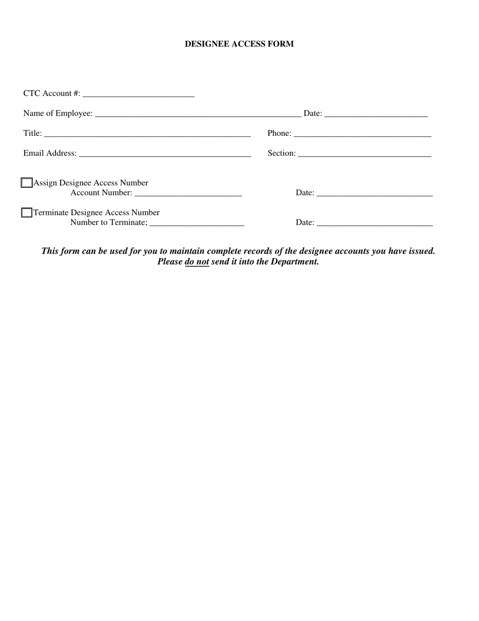 Texas Designee Access Form - Fill Out, Sign Online and Download PDF ...