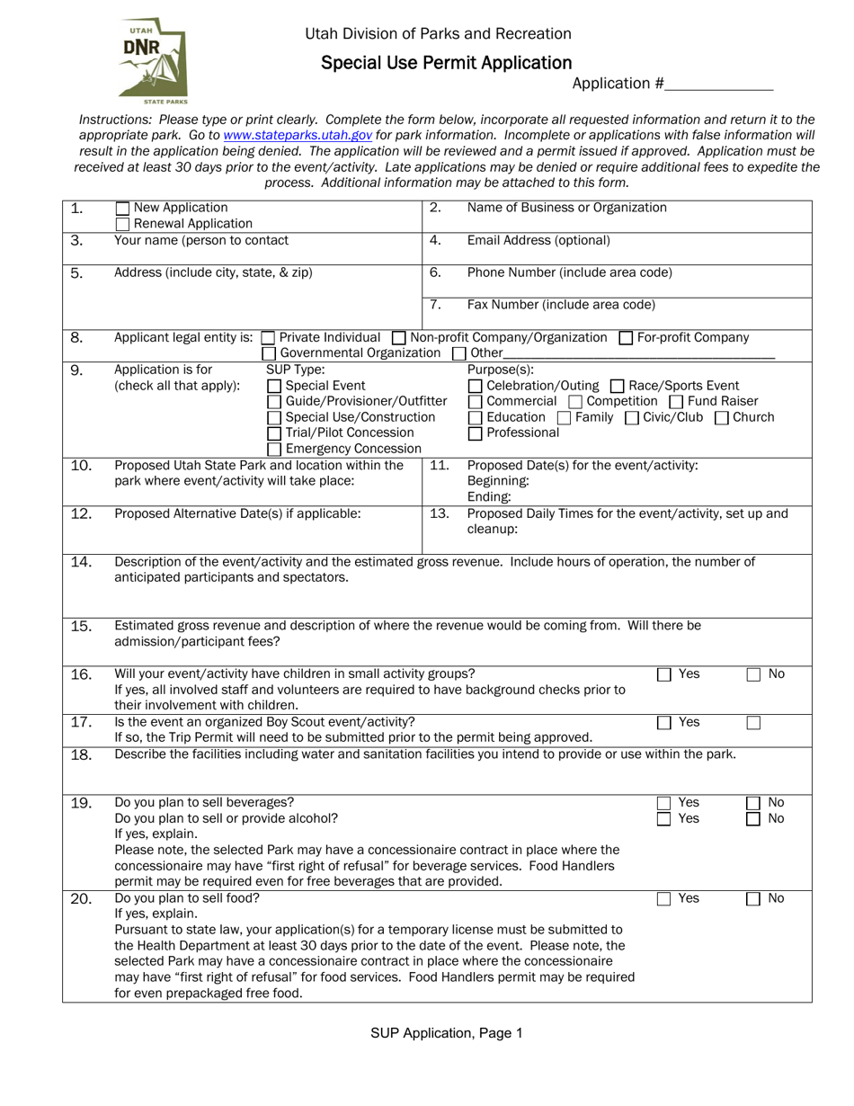 Utah Special Use Permit Application - Fill Out, Sign Online and ...