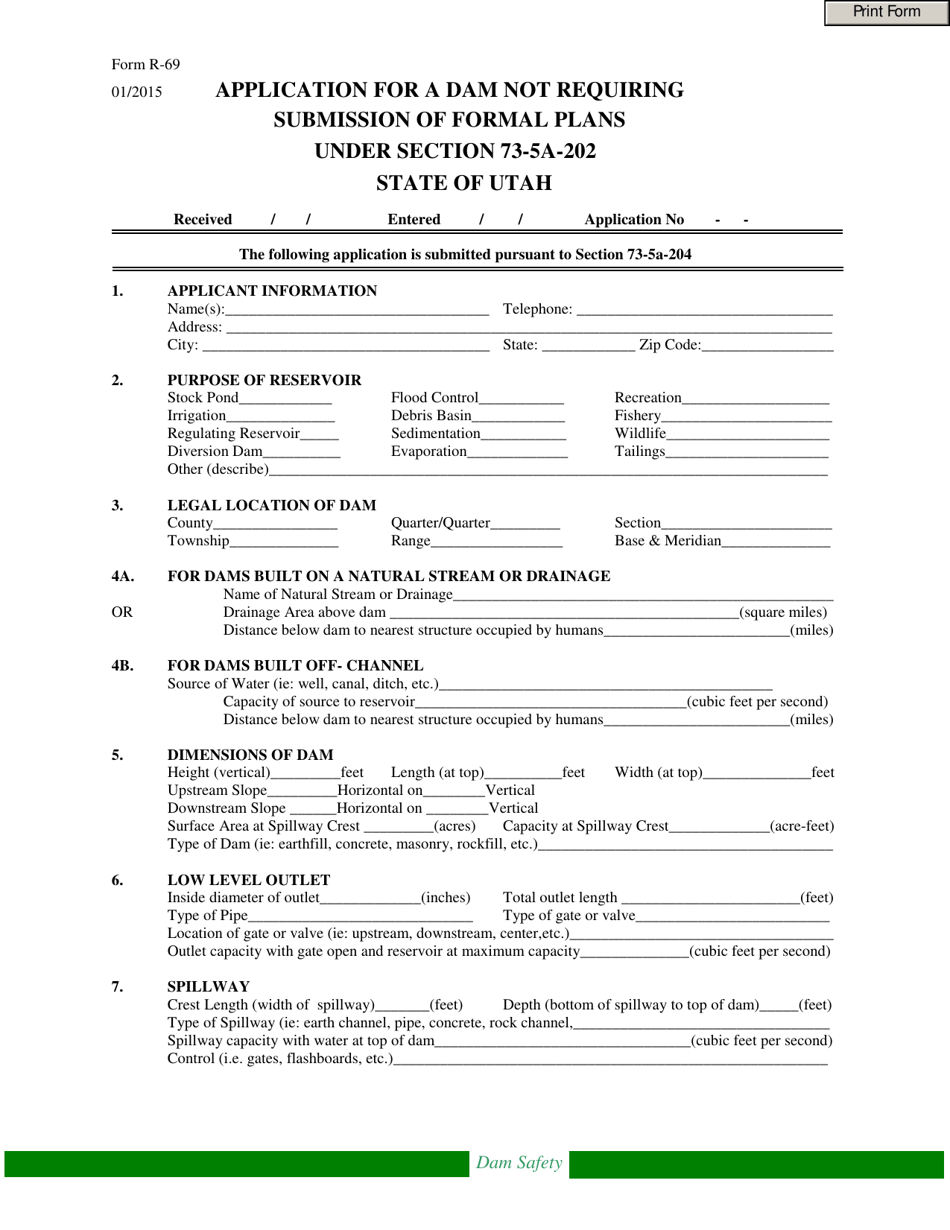 Form R-69 - Fill Out, Sign Online and Download Fillable PDF, Utah ...