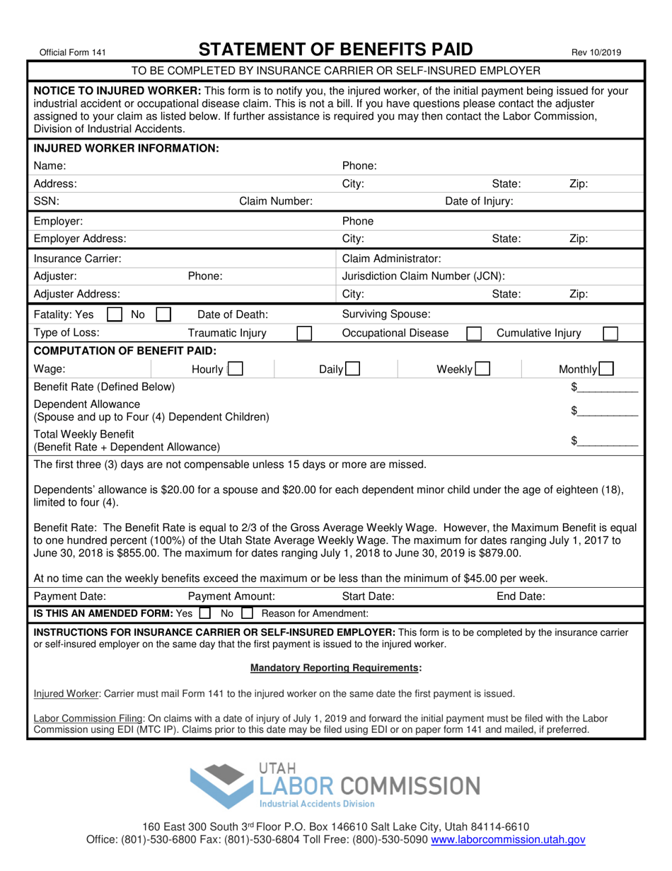 Official Form 141 - Fill Out, Sign Online and Download Fillable PDF ...
