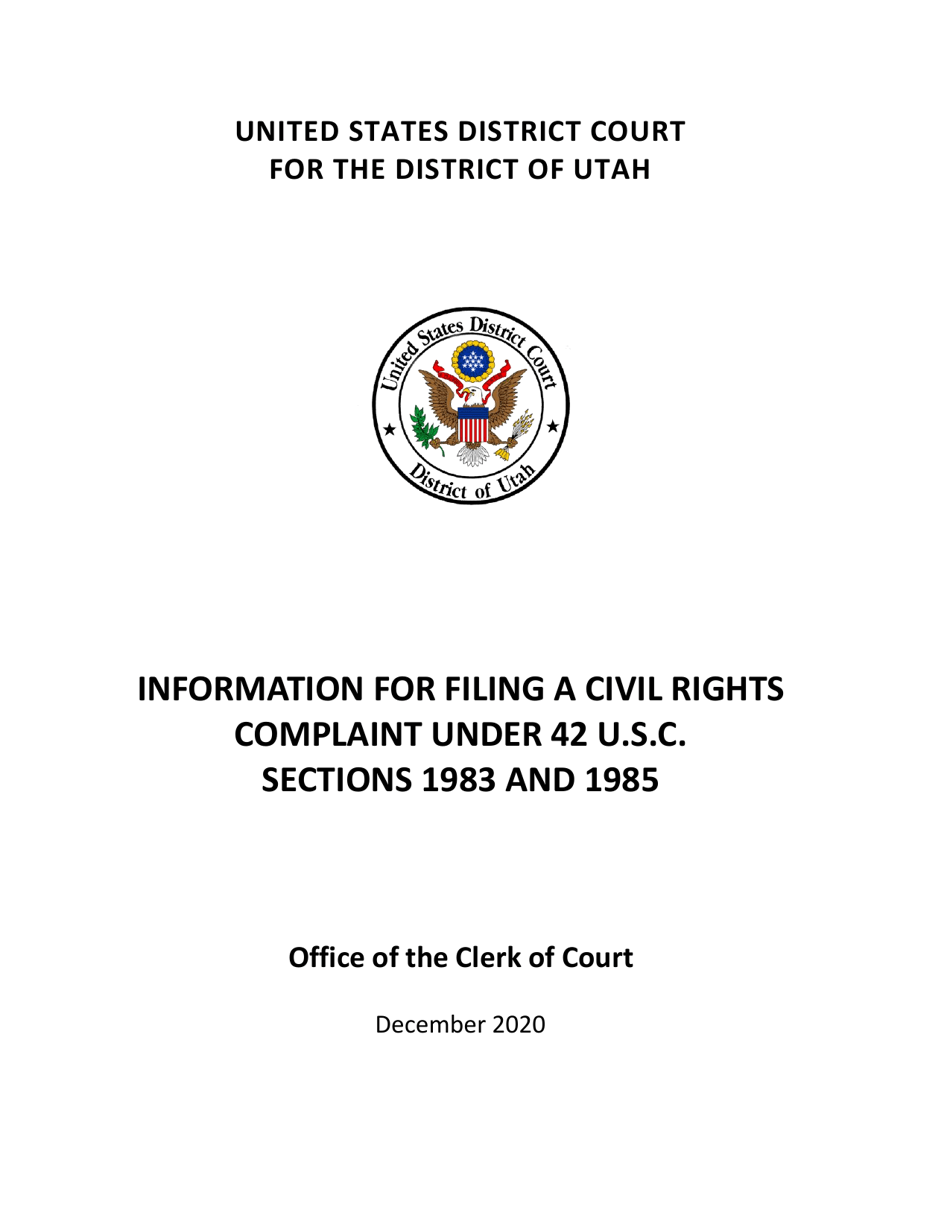 Utah Civil Rights Complaint - Fill Out, Sign Online and Download PDF ...