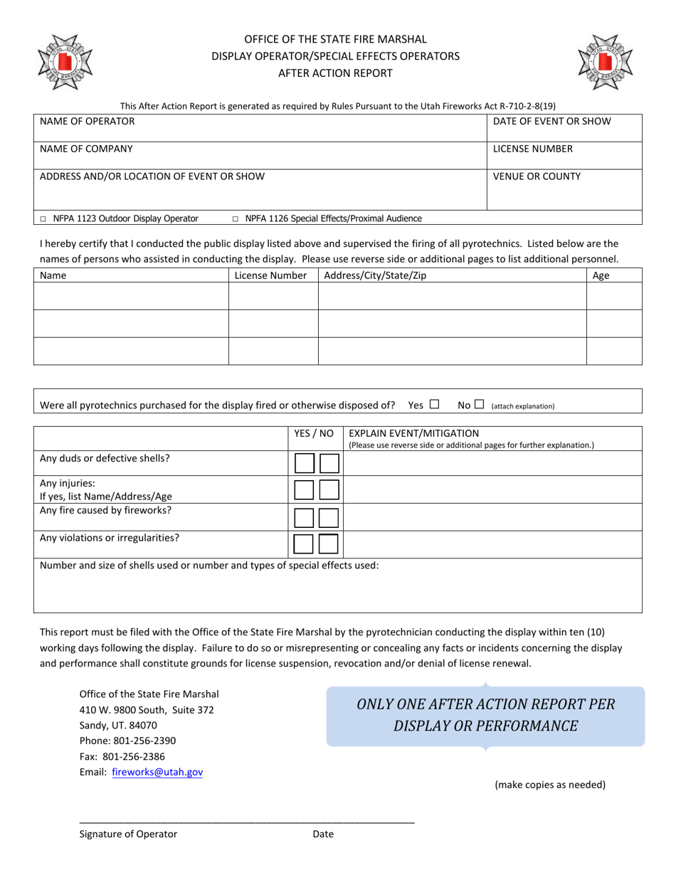 Utah Display Operator/Special Effects Operators After Action Report ...