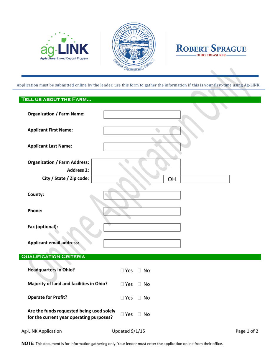 Ohio Ag-Link Application - Fill Out, Sign Online and Download PDF ...