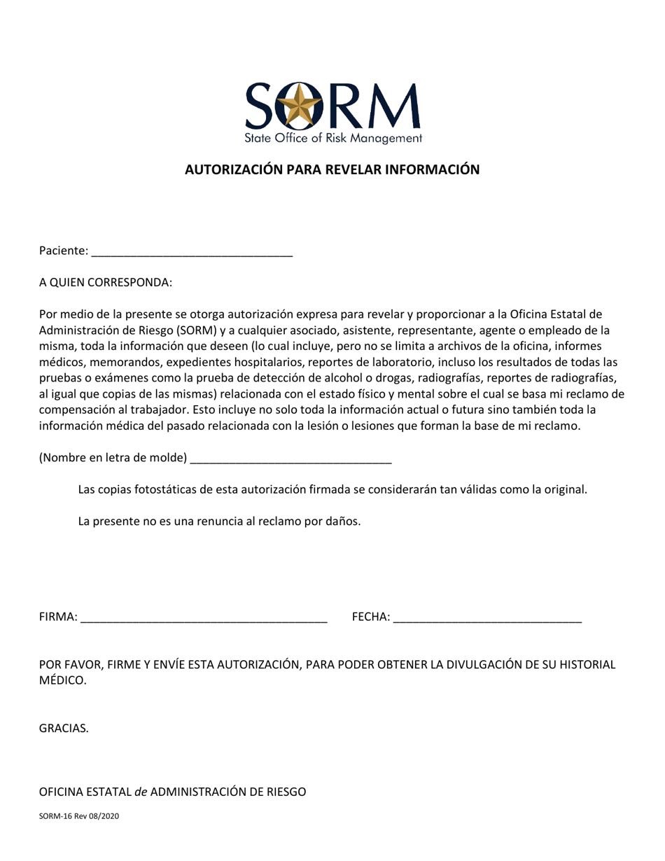 Formulario SORM-16 - Fill Out, Sign Online and Download Fillable PDF ...
