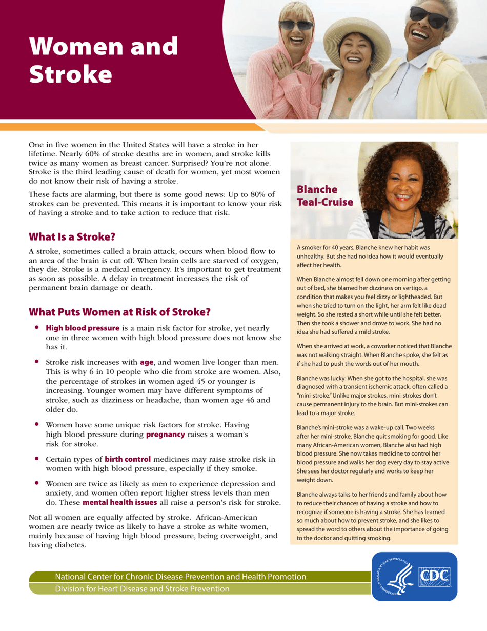 Women and Stroke Fact Sheet - Fill Out, Sign Online and Download PDF ...