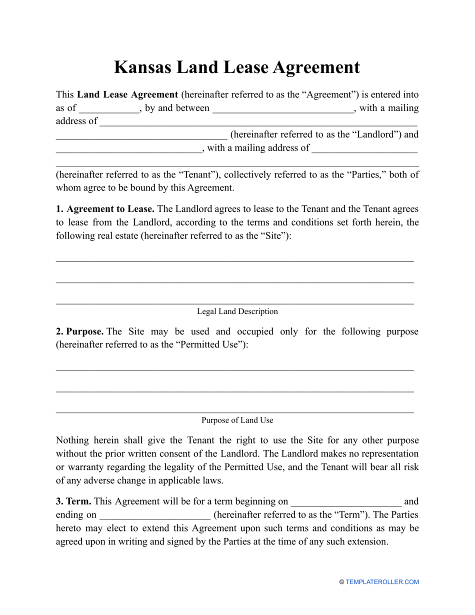 Kansas Land Lease Agreement Template Fill Out Sign Online And 