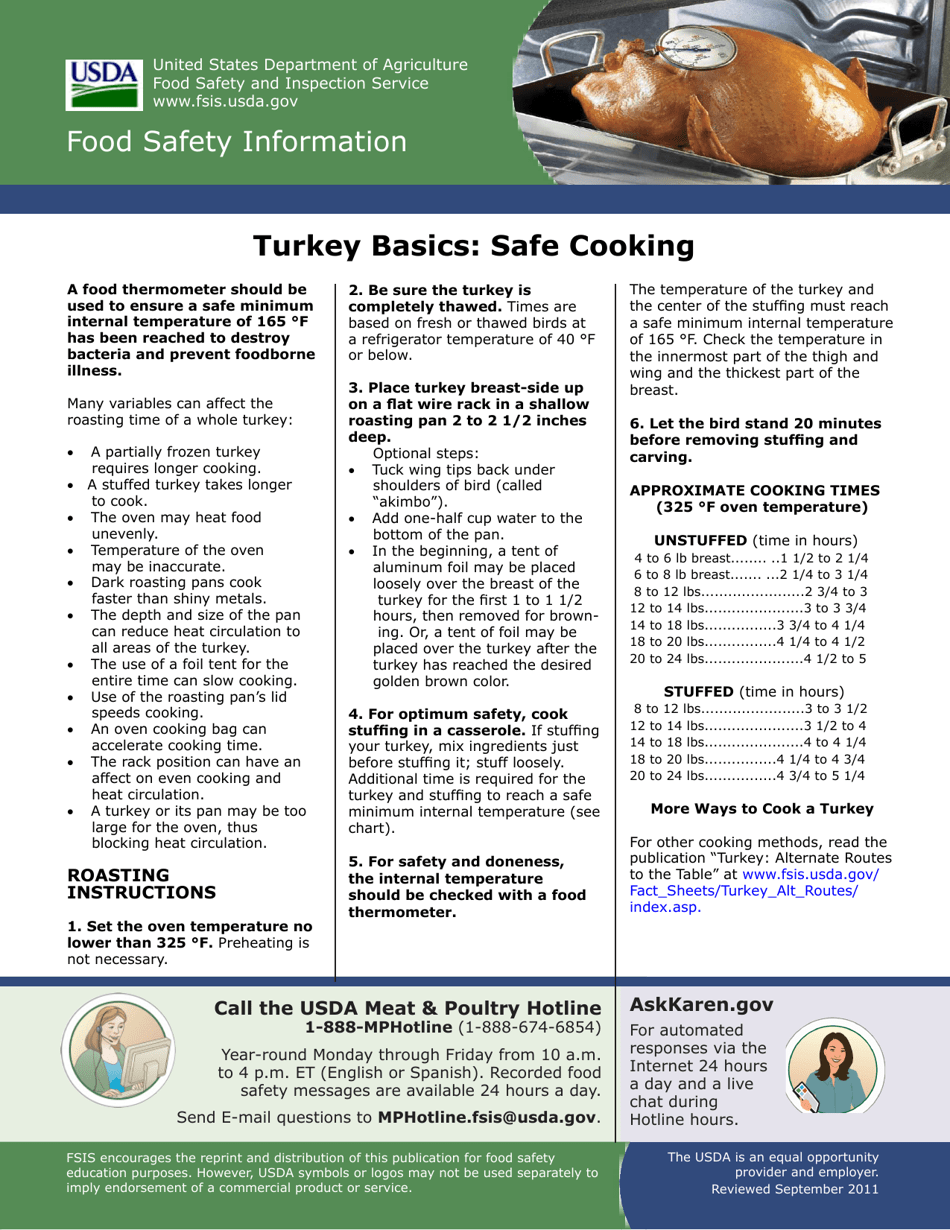 Turkey Basics: Safe Cooking - Fill Out, Sign Online and Download PDF ...