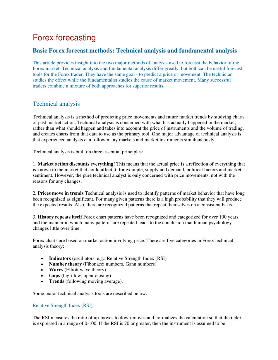 Basic Forex Forecast Methods: Technical Analysis and Fundamental Analysis Download Printable PDF ...