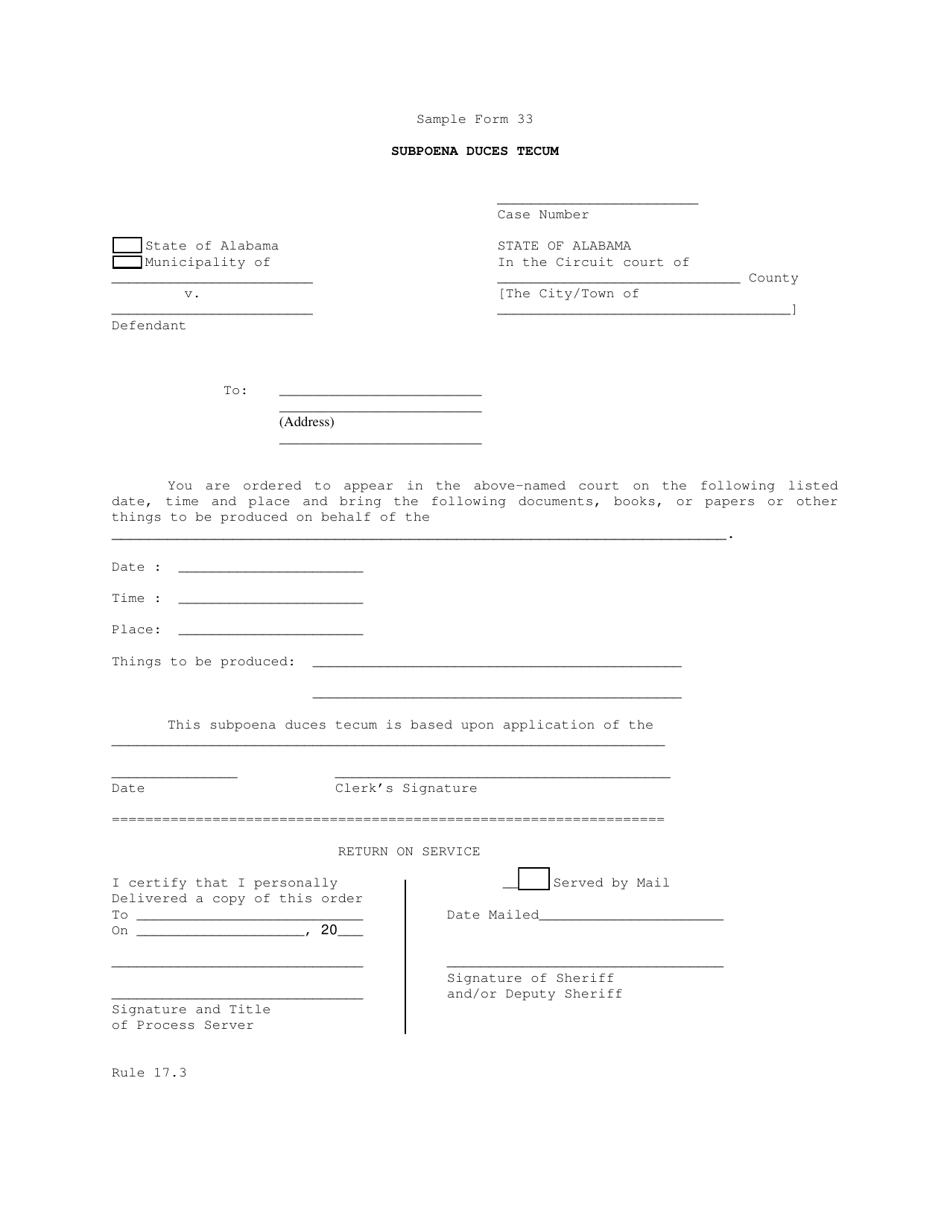 Sample Form 33 - Fill Out, Sign Online and Download Fillable PDF ...