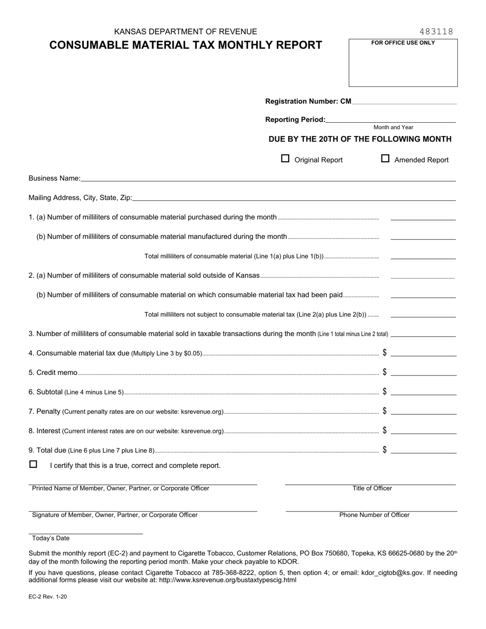 Form EC-2 - Fill Out, Sign Online and Download Fillable PDF, Kansas ...