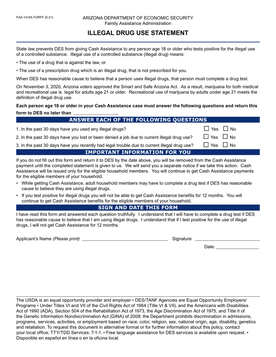 Form FAA-1415A - Fill Out, Sign Online and Download Fillable PDF ...
