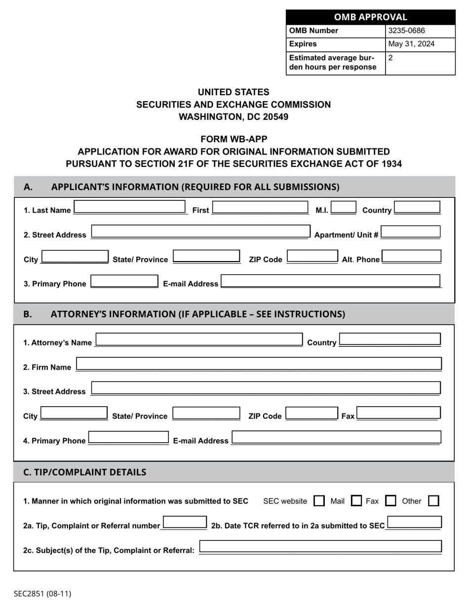 SEC Form 2851 (WB-APP) - Fill Out, Sign Online and Download Fillable ...