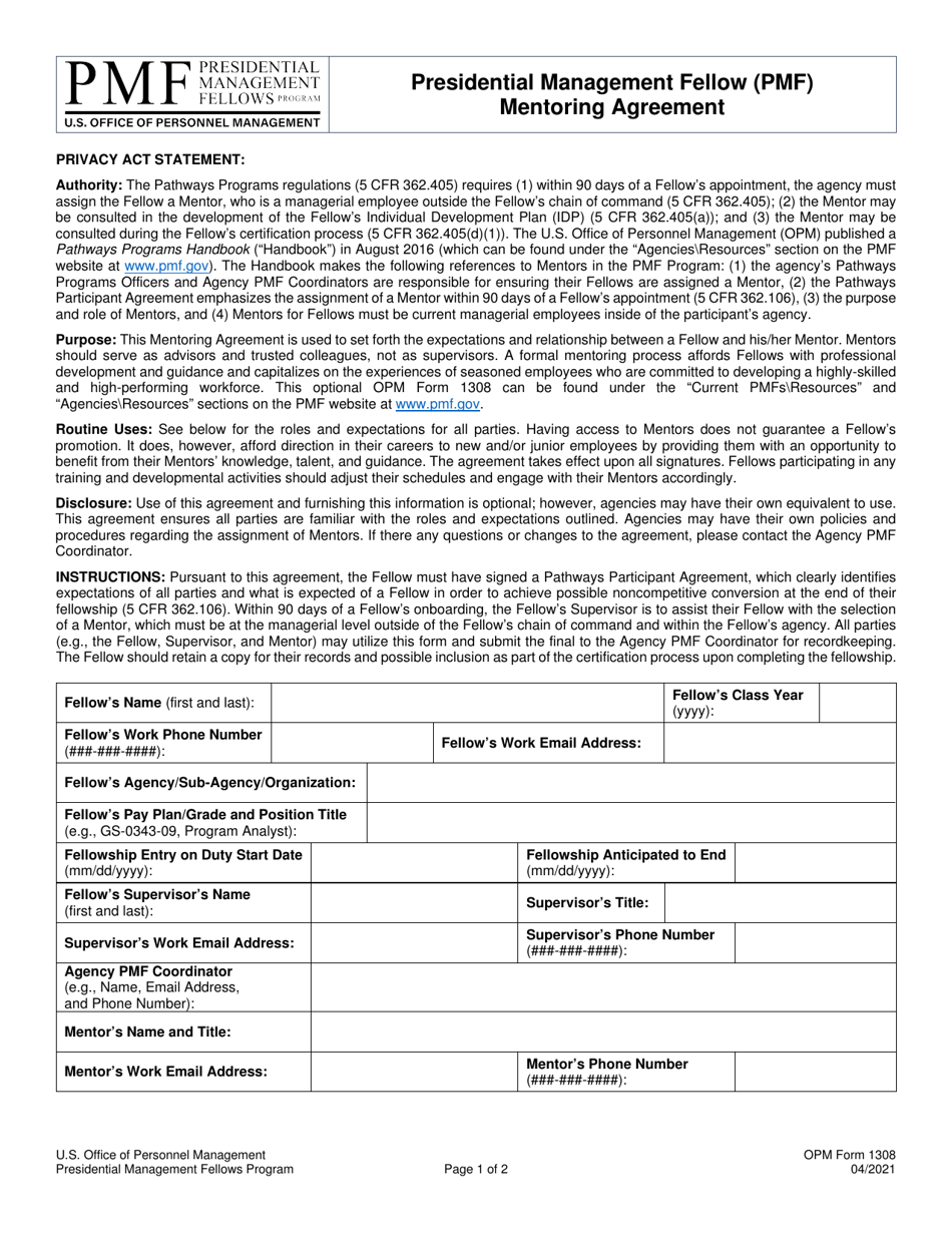 OPM Form 1308 - Fill Out, Sign Online and Download Fillable PDF ...