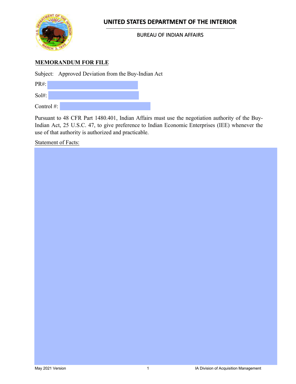 Approved Deviation From the Buy-Indian Act - Fill Out, Sign Online and ...