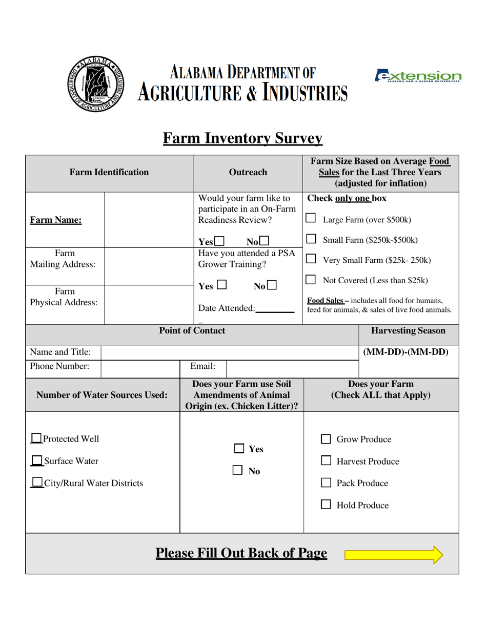 Alabama Farm Inventory Survey - Fill Out, Sign Online and Download PDF ...