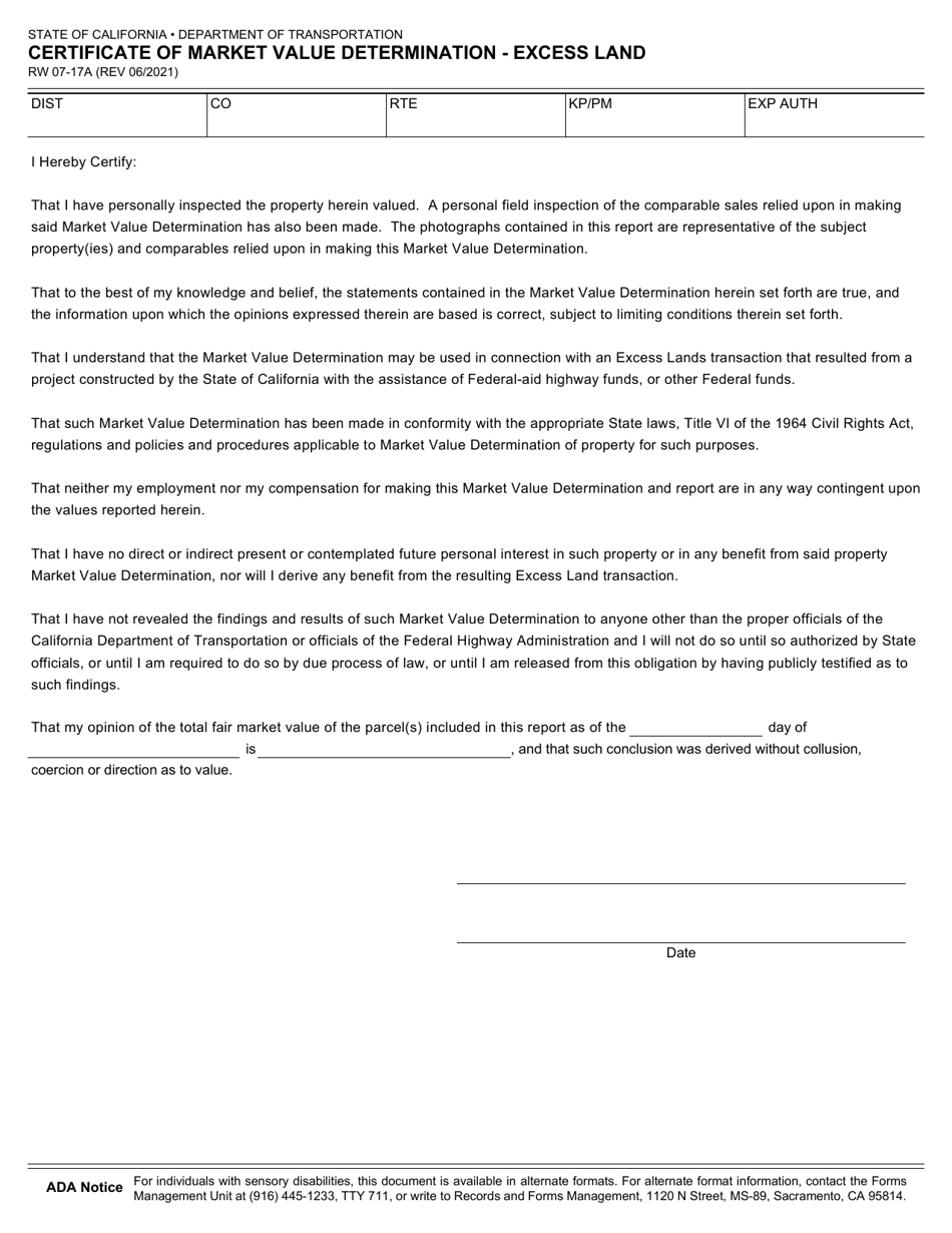 Form RW07-17A - Fill Out, Sign Online and Download Fillable PDF ...
