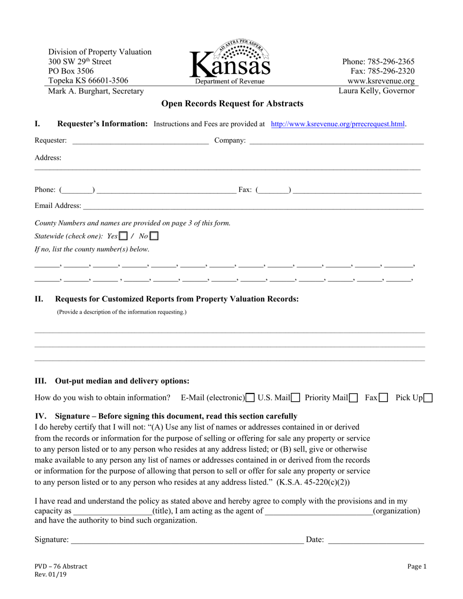 Form PVD-76 Download Fillable PDF or Fill Online Open Records Request ...