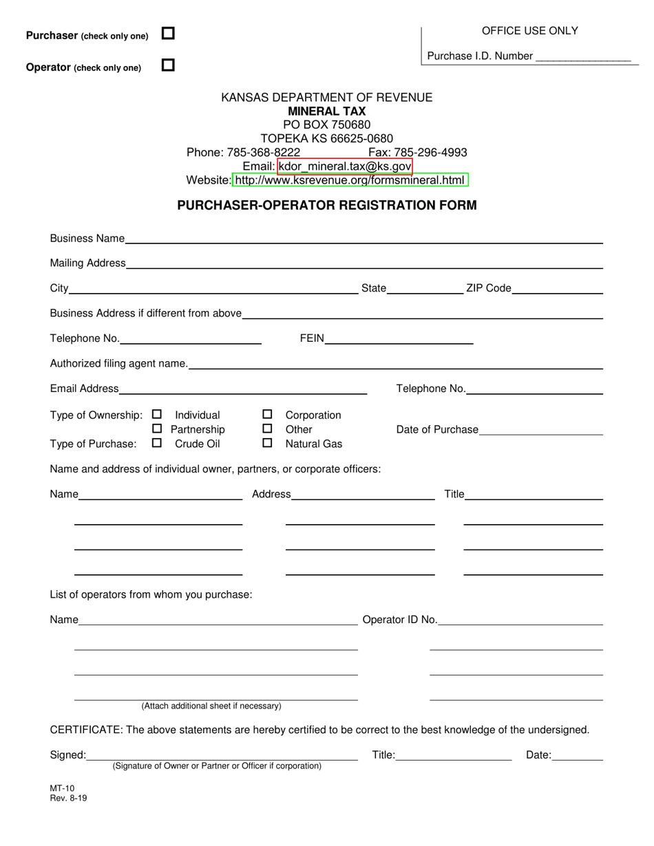Form MT-10 Download Fillable PDF or Fill Online Purchaser-Operator ...