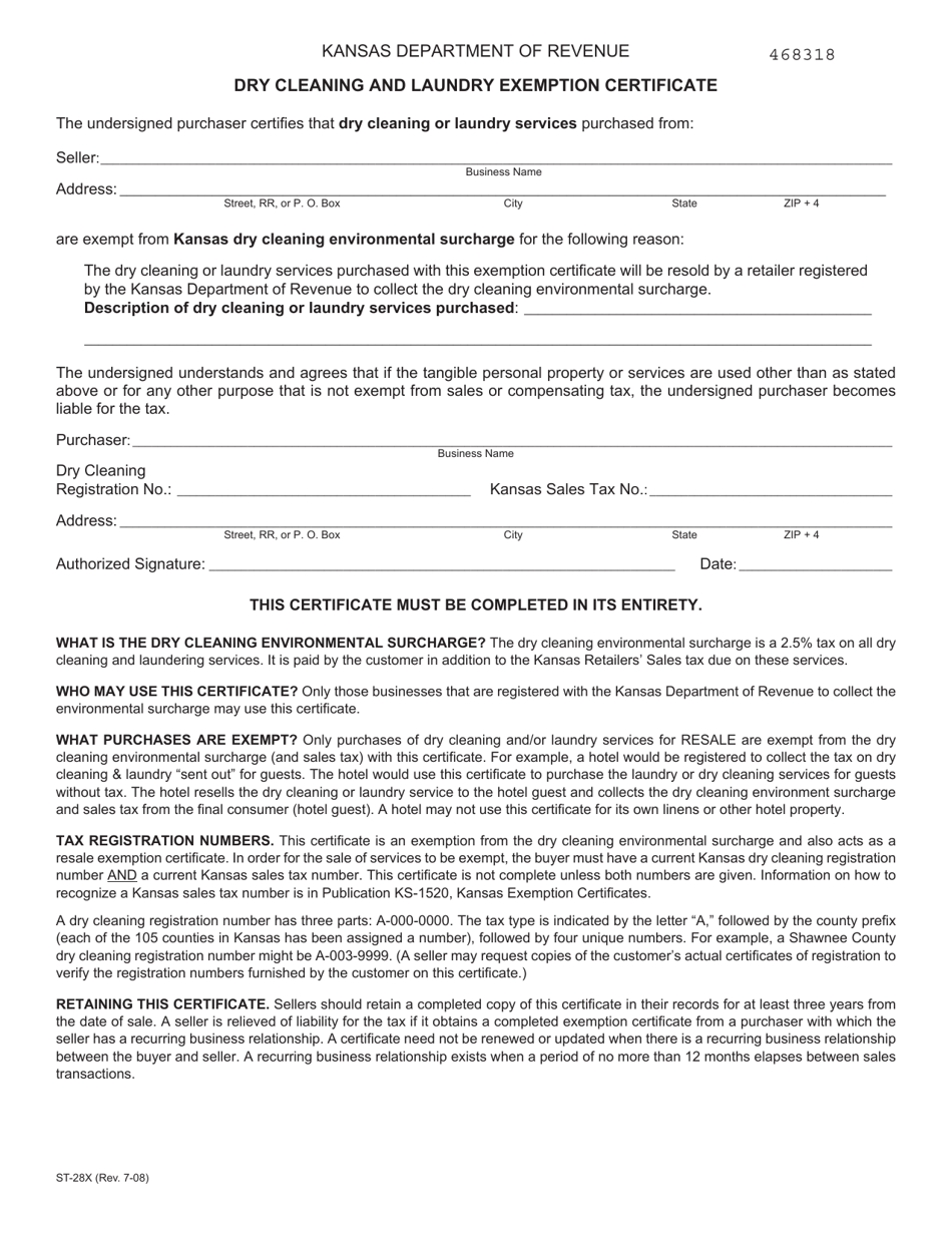 Form ST-28X - Fill Out, Sign Online and Download Fillable PDF, Kansas ...