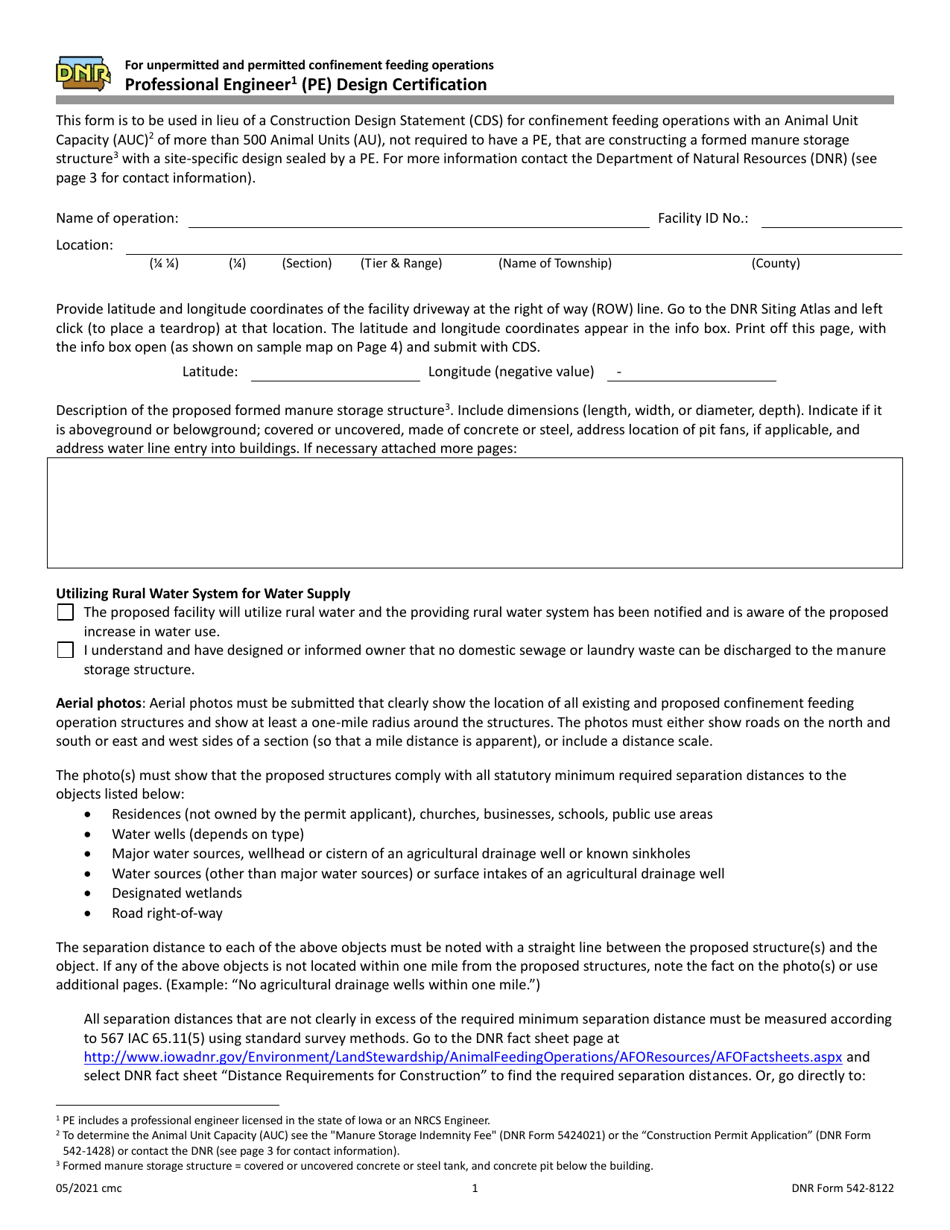 DNR Form 542-8122 Download Fillable PDF or Fill Online Professional ...