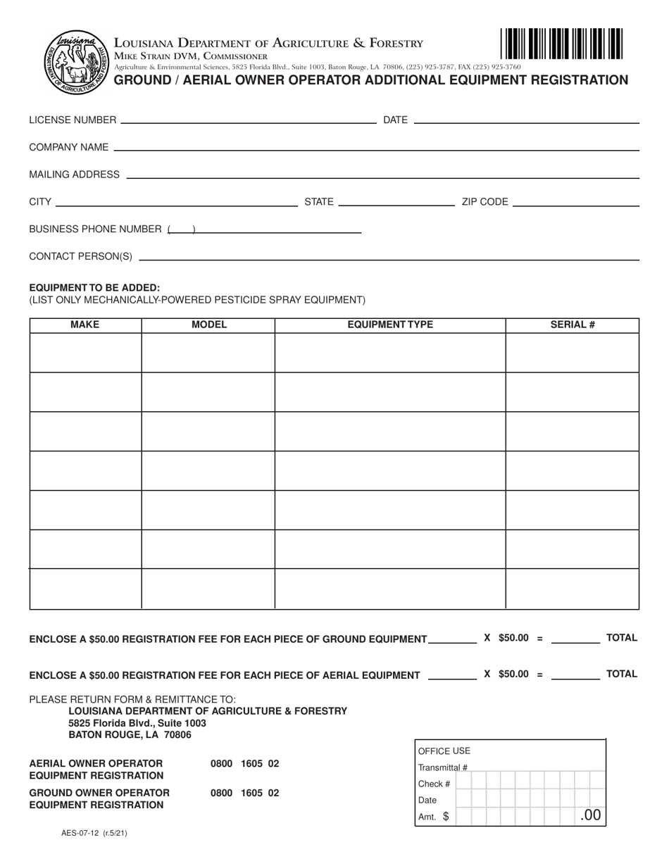Form AES-07-12 Download Printable PDF or Fill Online Ground/Aerial ...