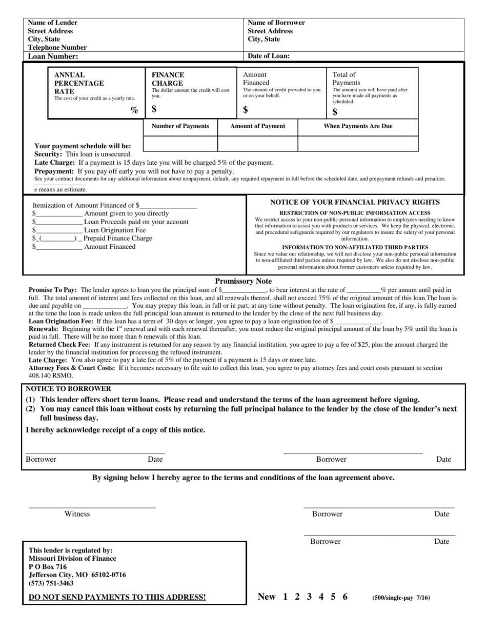Missouri Sample 500 Note Fill Out Sign Online And Download PDF missouri-sample-500-note-fill-out-sign-online-and-download-pdf