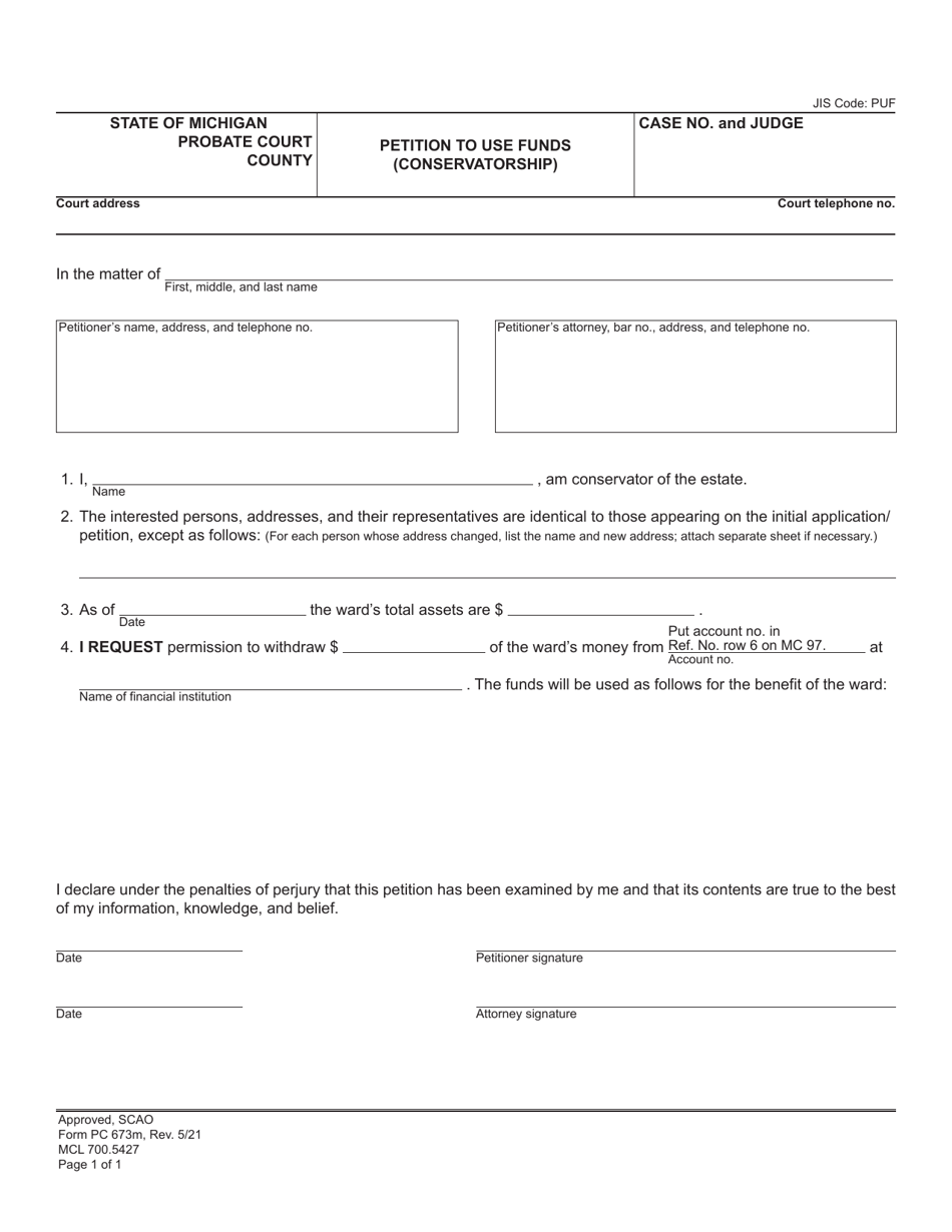 Form PC673M - Fill Out, Sign Online and Download Fillable PDF, Michigan ...