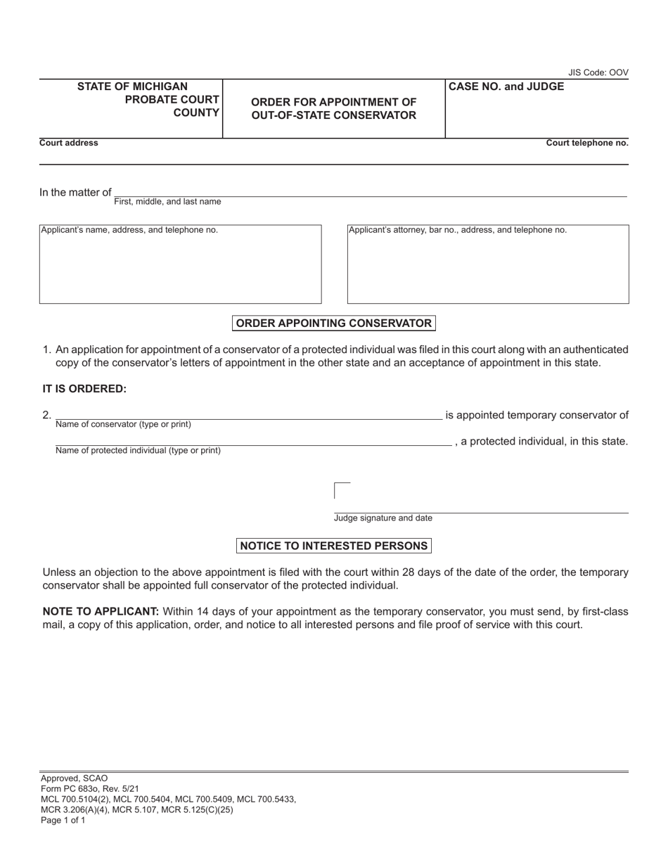 Form PC683O - Fill Out, Sign Online and Download Fillable PDF, Michigan ...