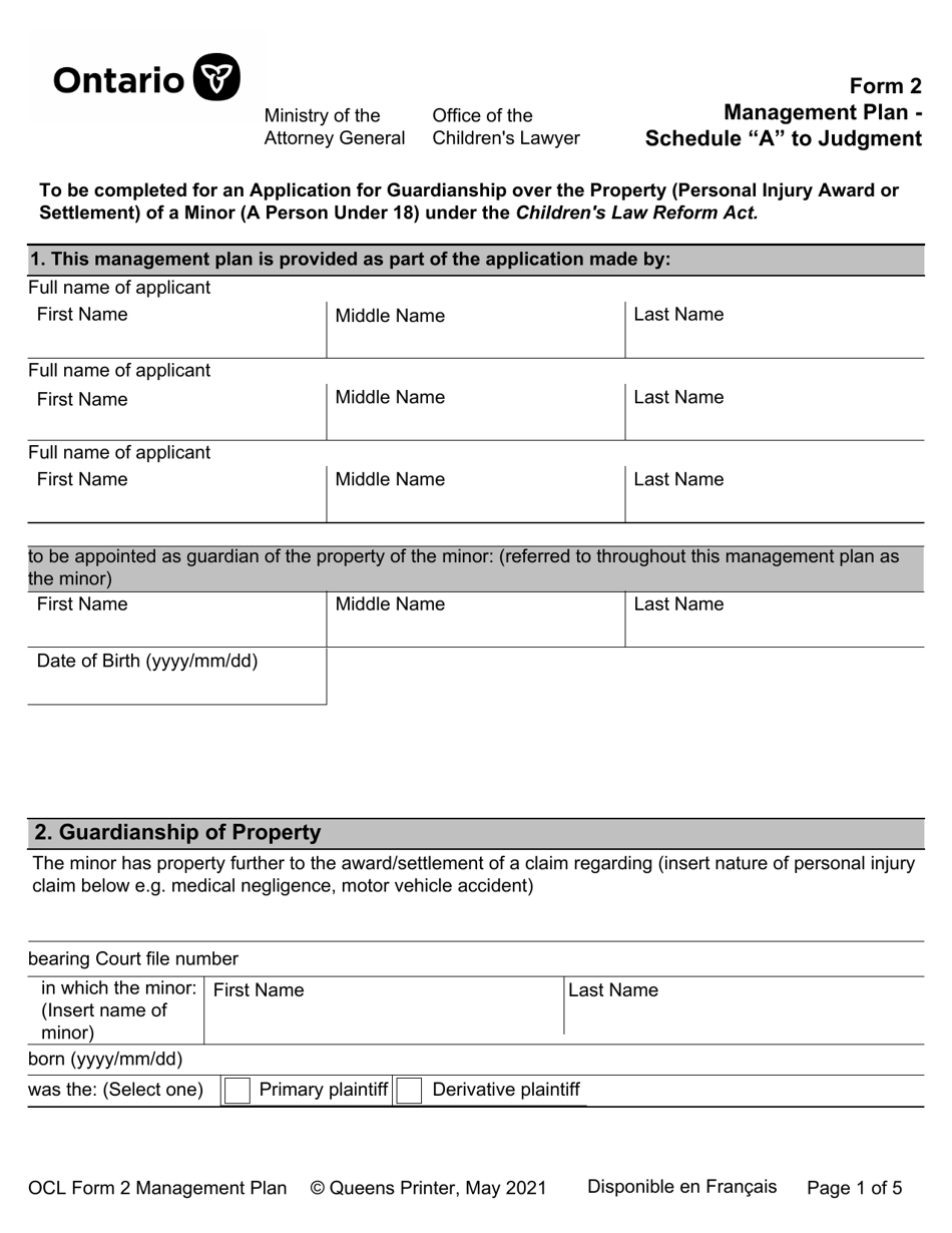 OCL Form 2 - Fill Out, Sign Online and Download Fillable PDF, Ontario ...