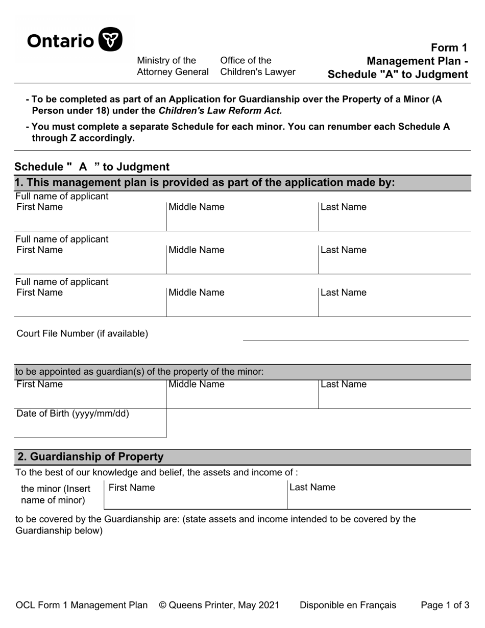 OCL Form 1 - Fill Out, Sign Online and Download Fillable PDF, Ontario ...