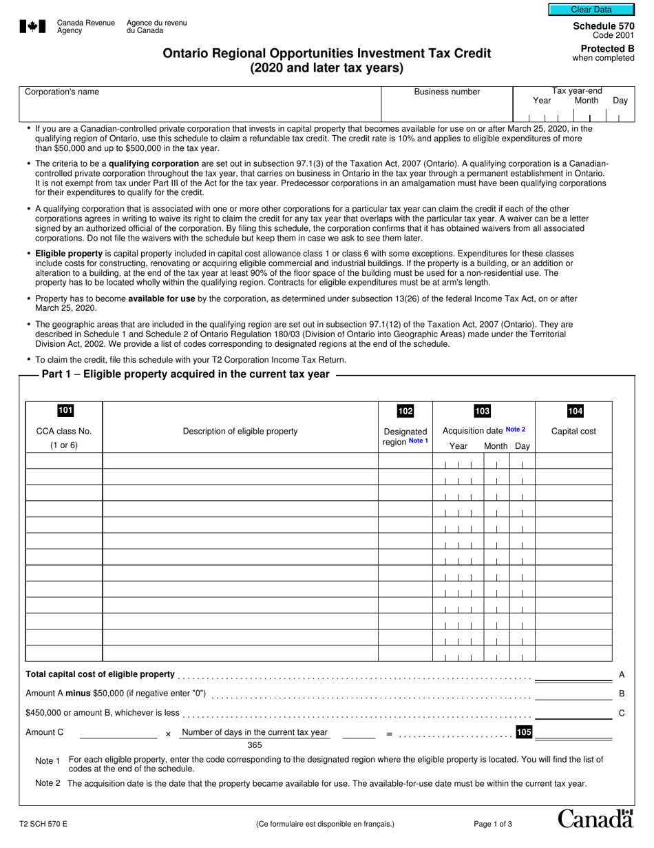 Form T2 Schedule 570 - Fill Out, Sign Online and Download Fillable PDF ...