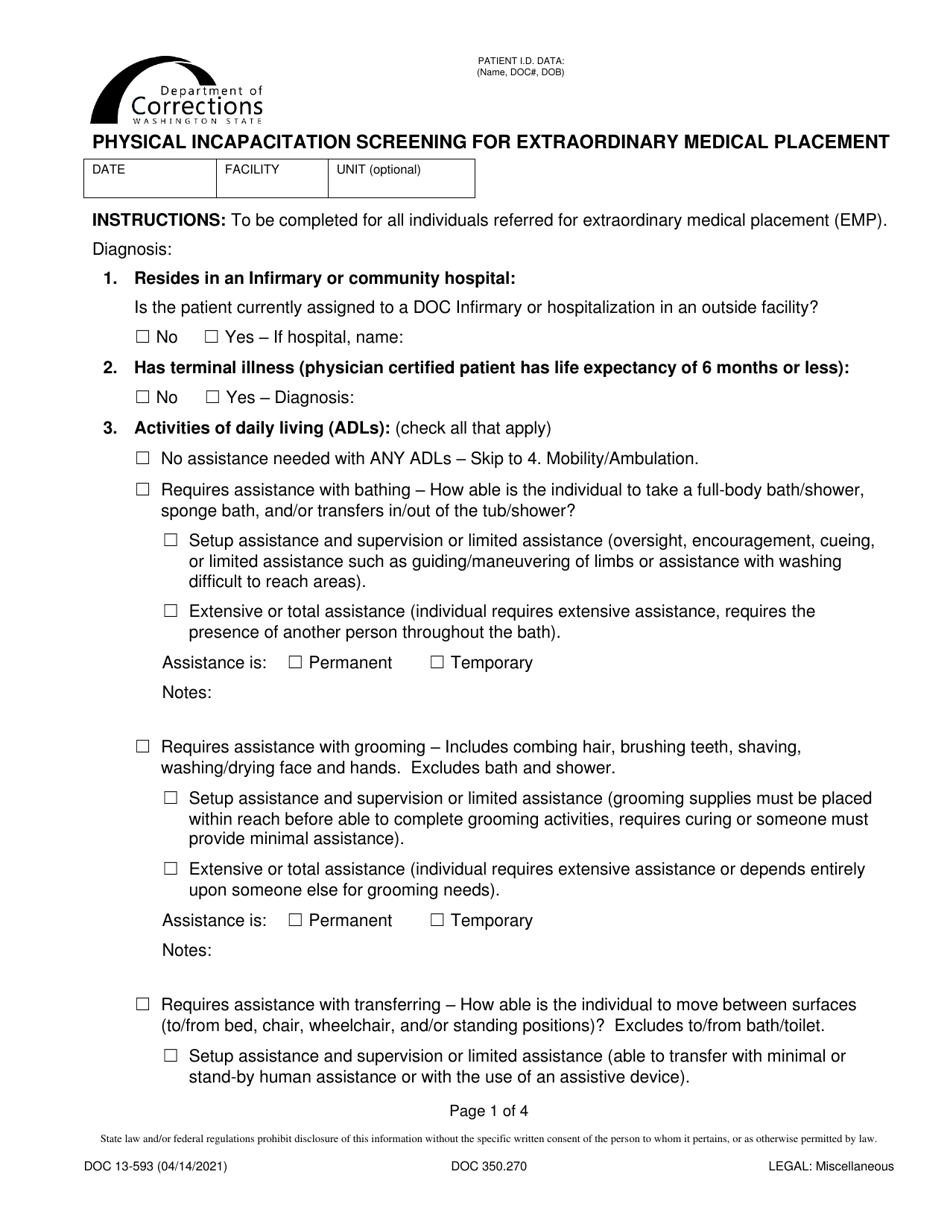 Form DOC13-593 - Fill Out, Sign Online and Download Printable PDF ...