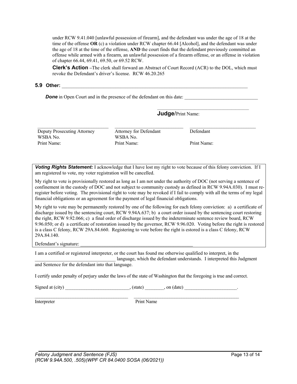 Form Wpf Cr84 0400 Sosa Fill Out Sign Online And Download Printable Pdf Washington