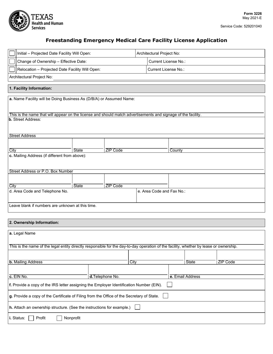 Form 3226 - Fill Out, Sign Online and Download Fillable PDF, Texas ...
