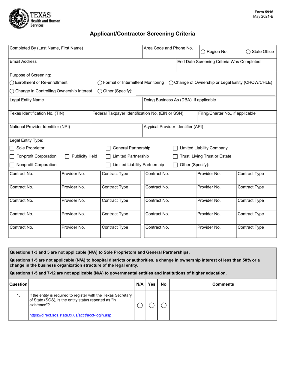 Form 5916 Download Fillable PDF or Fill Online Applicant/Contractor ...