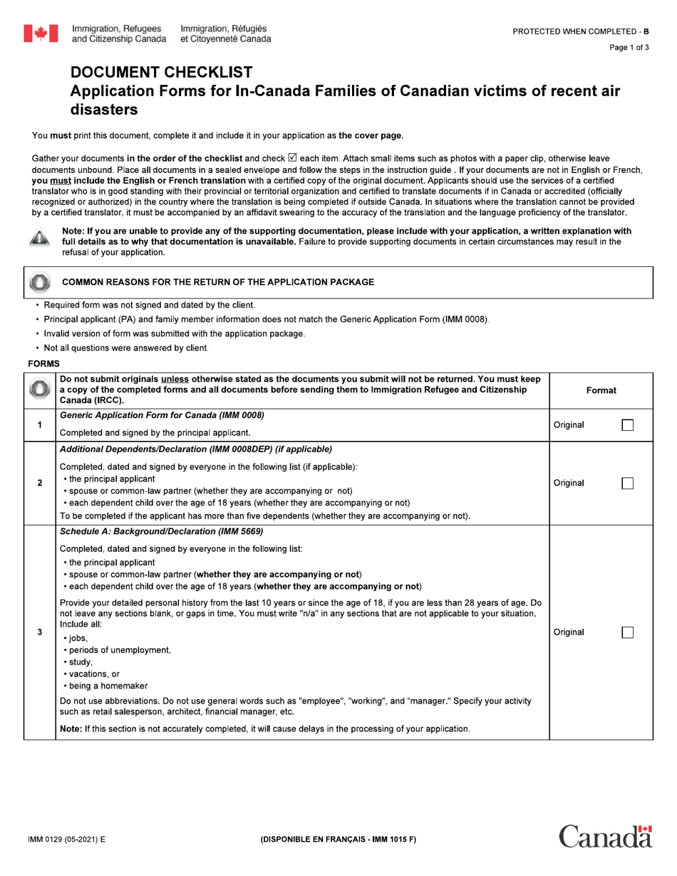 Form IMM0129 - Fill Out, Sign Online and Download Fillable PDF, Canada ...