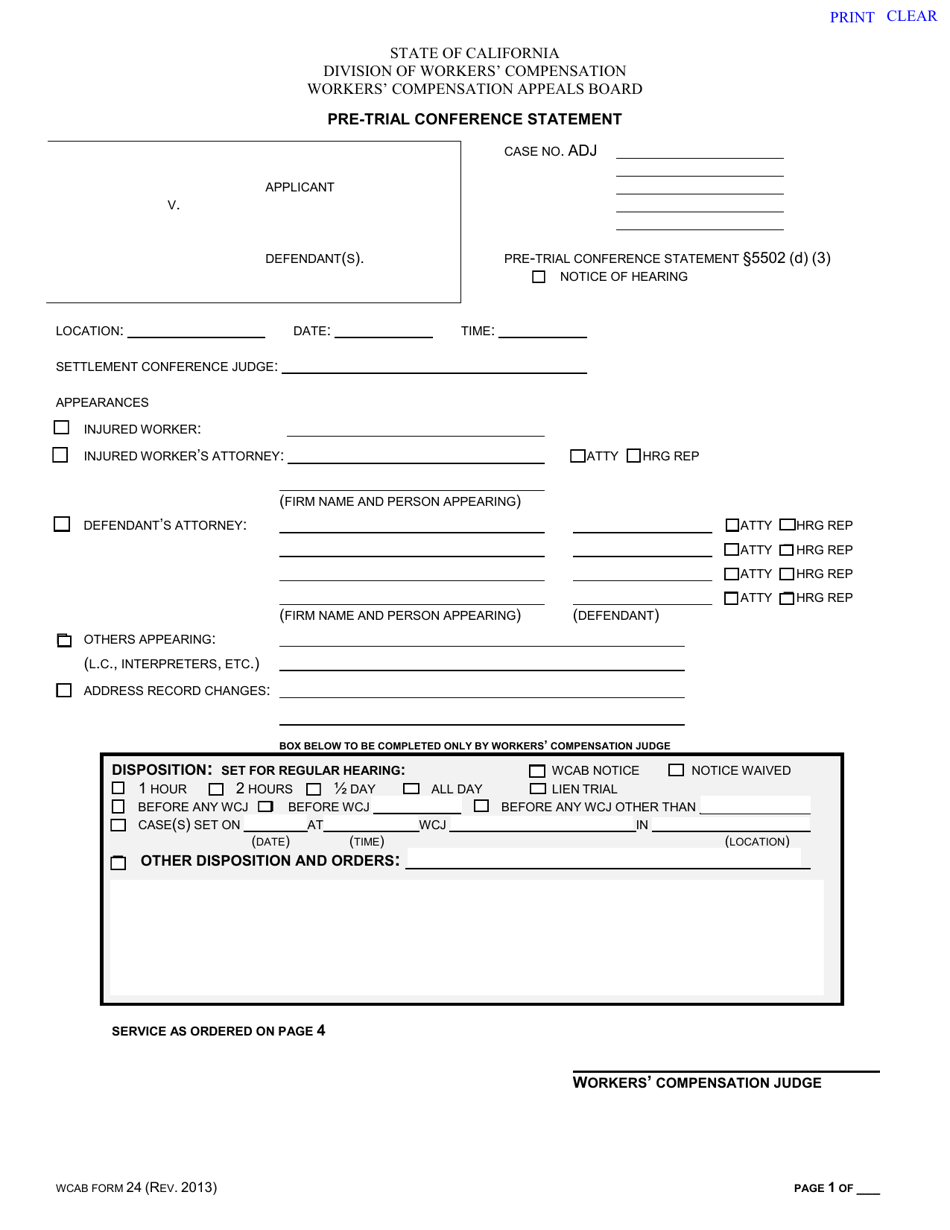 WCAB Form 24 - Fill Out, Sign Online and Download Fillable PDF ...