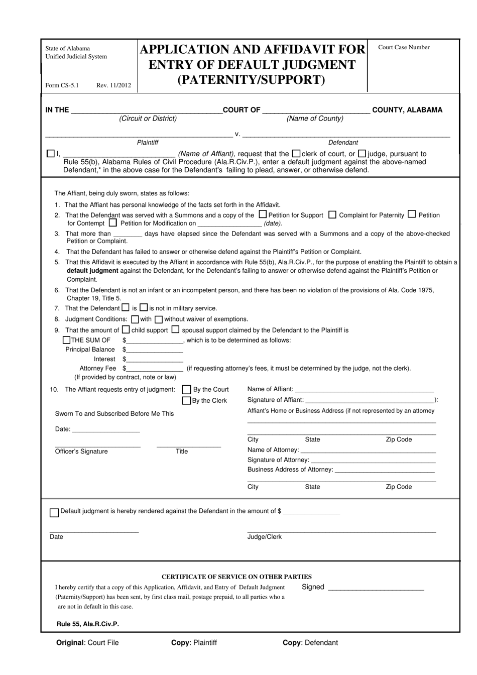Form CS-5.1 - Fill Out, Sign Online and Download Fillable PDF, Alabama ...