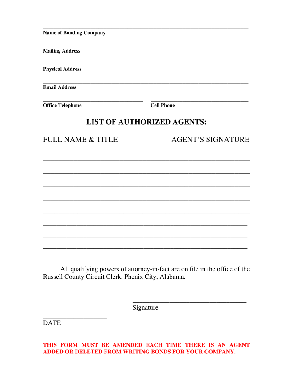 Alabama List of Authorized Agents - Fill Out, Sign Online and Download ...