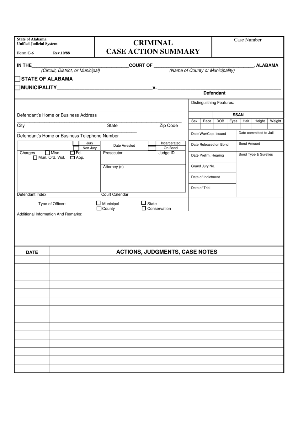 Form C-6 - Fill Out, Sign Online and Download Fillable PDF, Alabama ...
